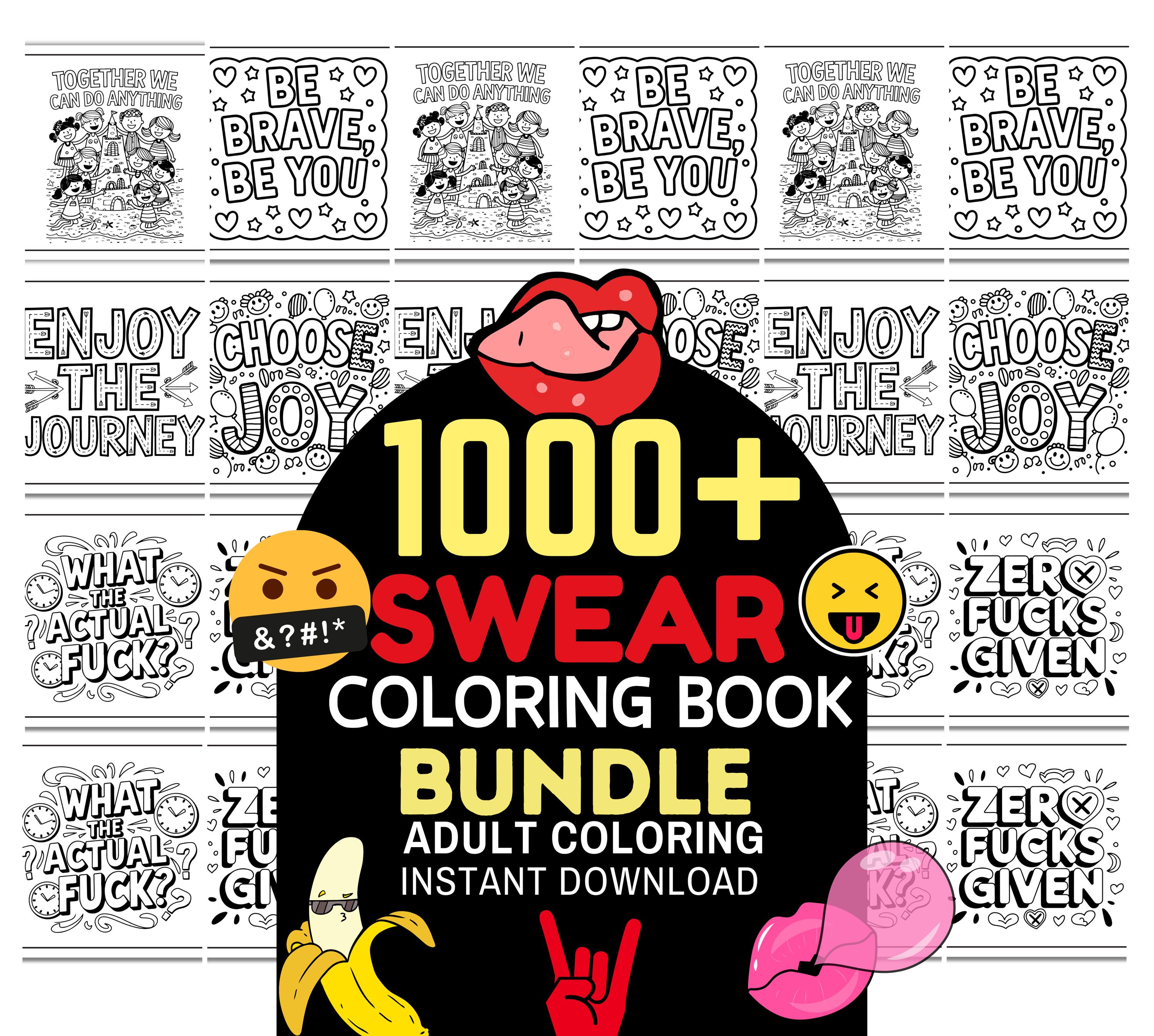1000 Adult Swear Words Coloring Pages, Printable Coloring Book Funny ...