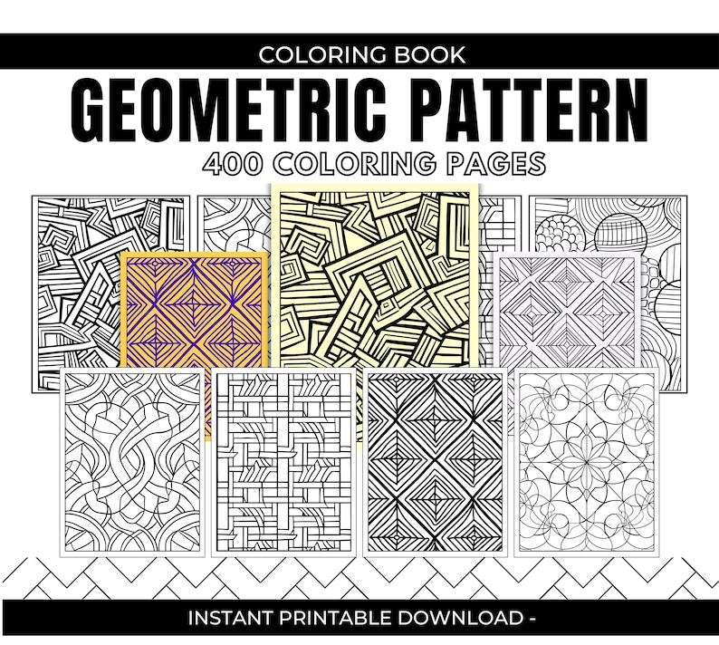 400 Geometric Patterns Coloring Pages, Printable, Instant Digital ...