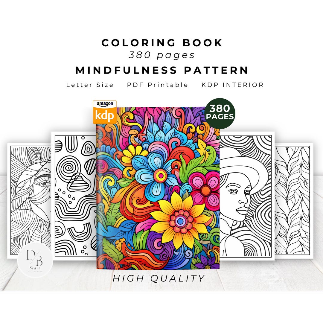 380 Mindfulness Pattern Coloring Book Bundle Printable KDP Interior ...
