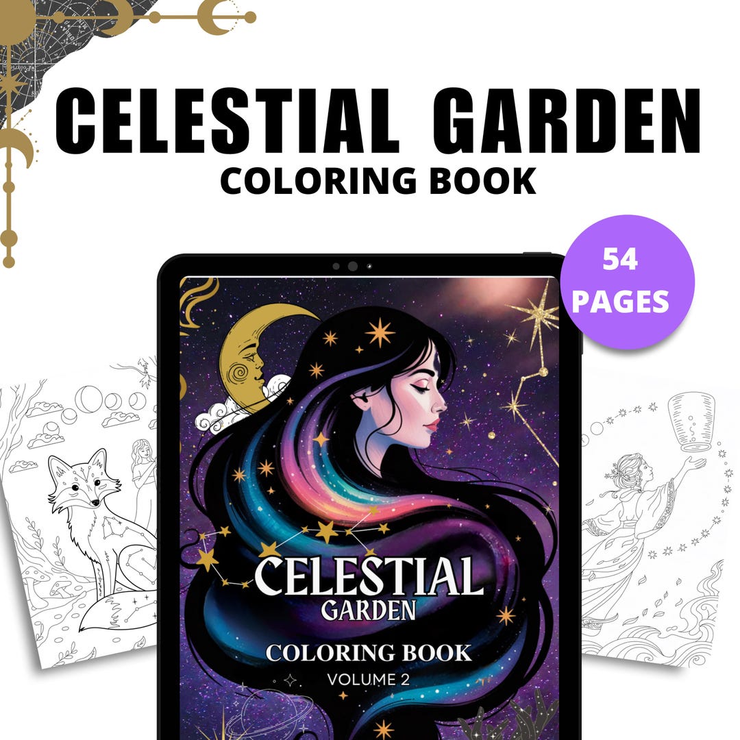 Celestial Witch Coloring Pages, Witchy Coloring Book for Adults, Mystic ...