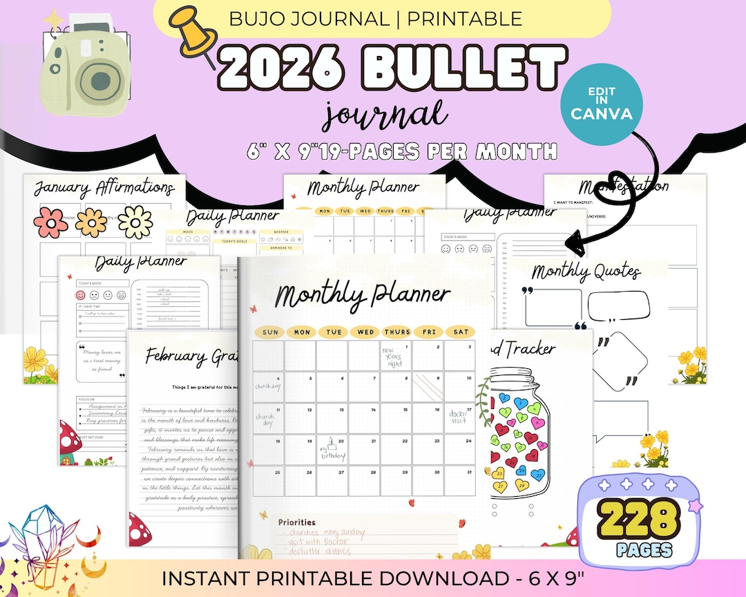 PLR 2026 Bullet Journal Printable Bujo Journal Pages, Digital Planner ...