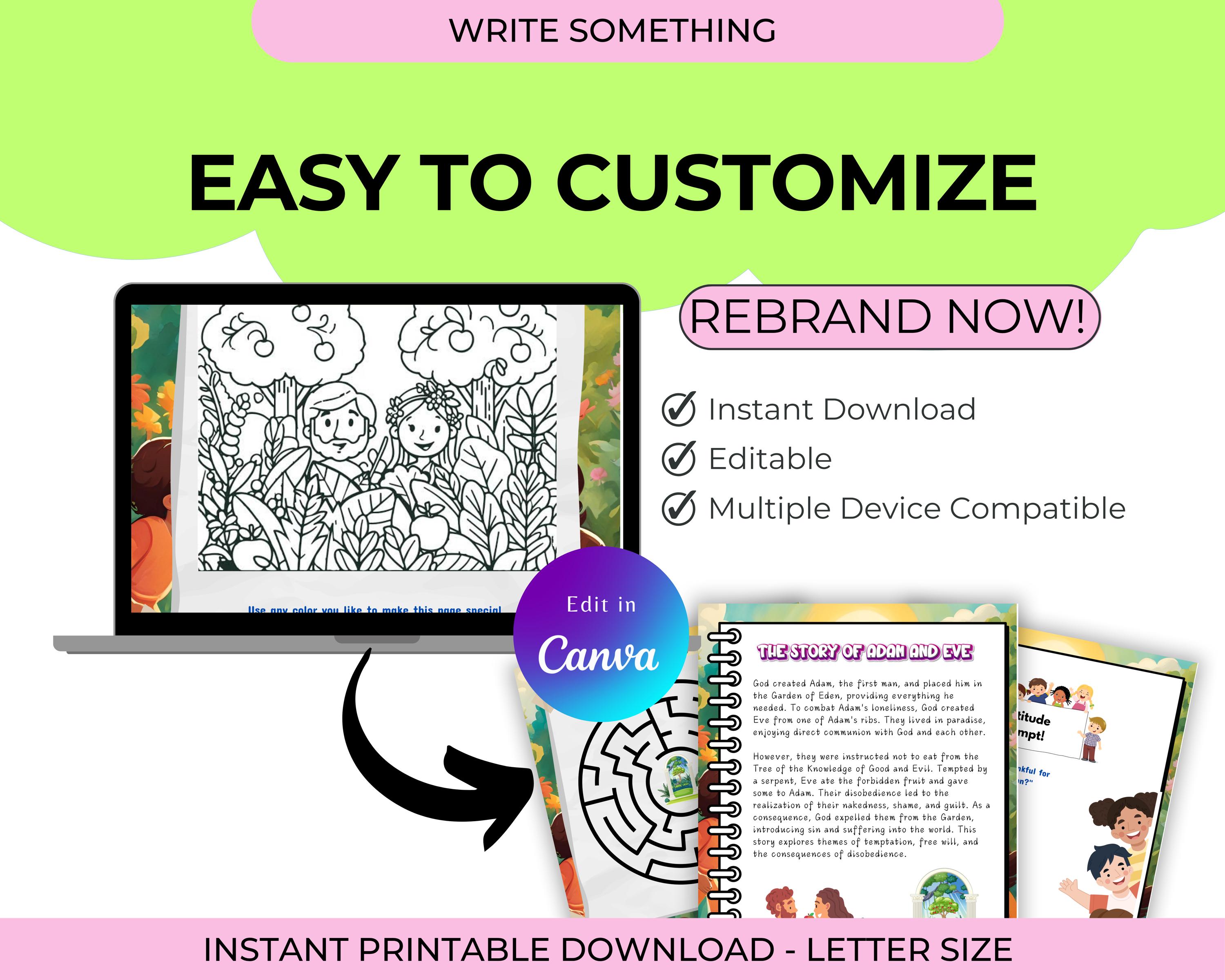 Bible Heroes Activity Book: Christian Coloring & Games (canva Editable ...