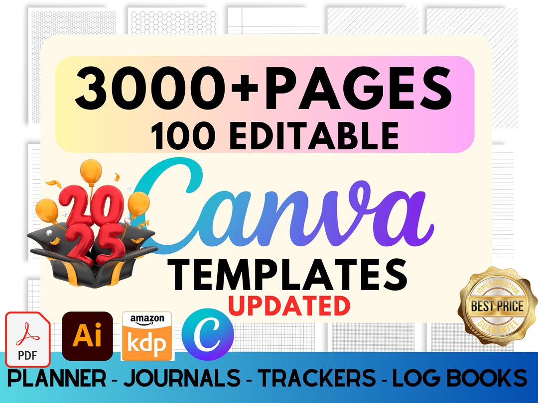 Canva Template Bundle 3000+ Pages, 100 Canva PLR Templates, Planners ...