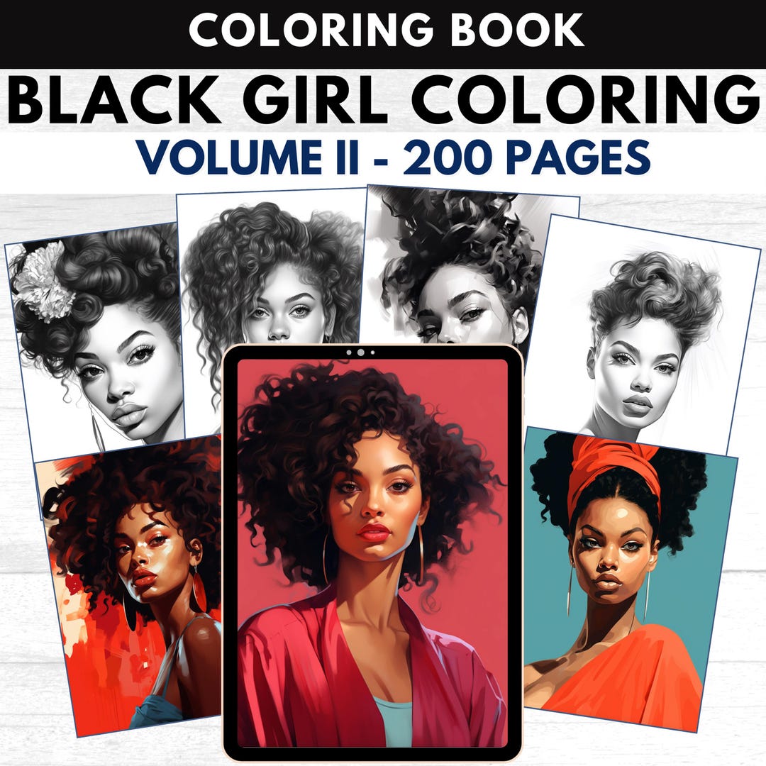 200 Pages Beautiful Black Women Coloring Pages | Black Women Vol 1 ...