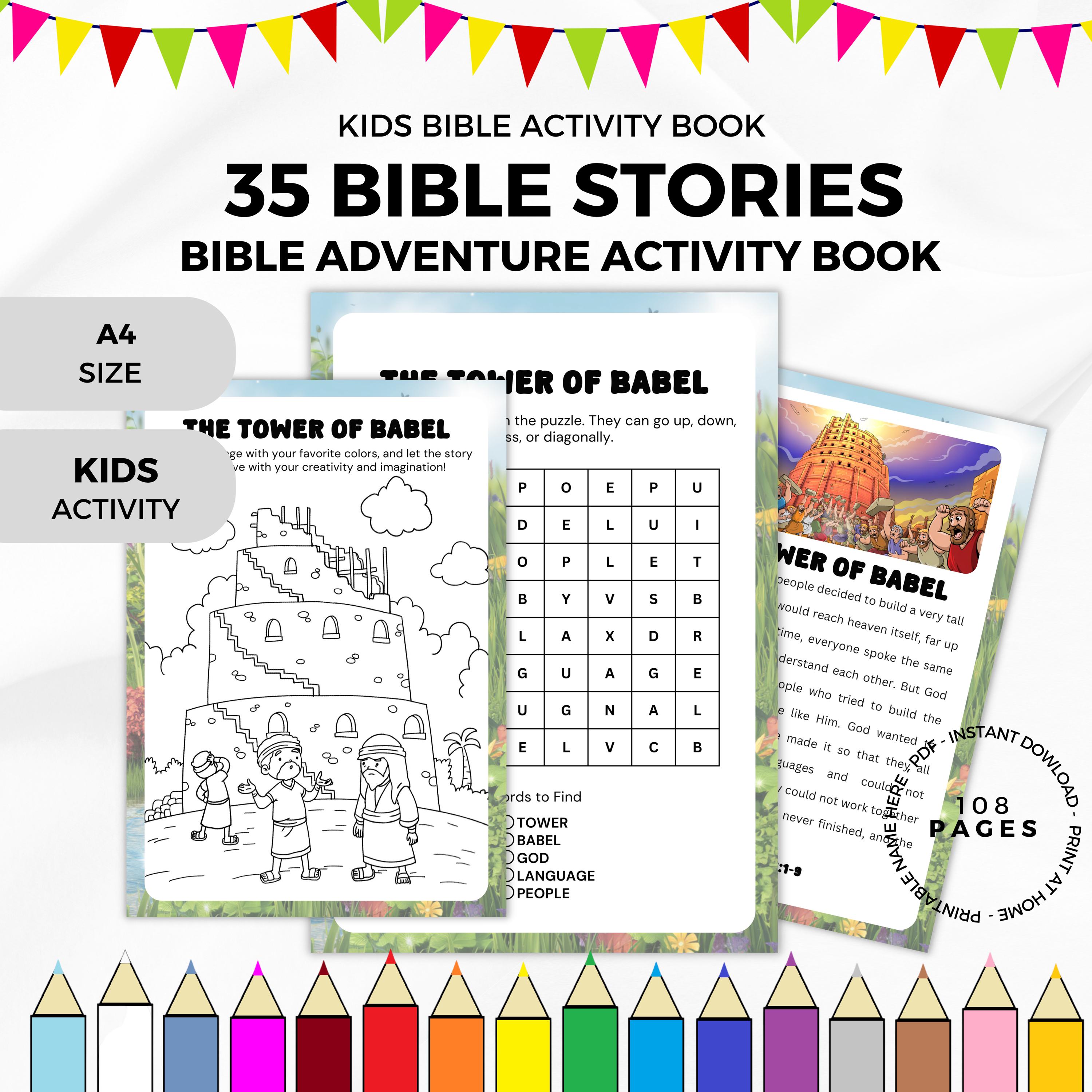 Bible Activity Book for Kids, Sunday School Activities Children, Bible ...
