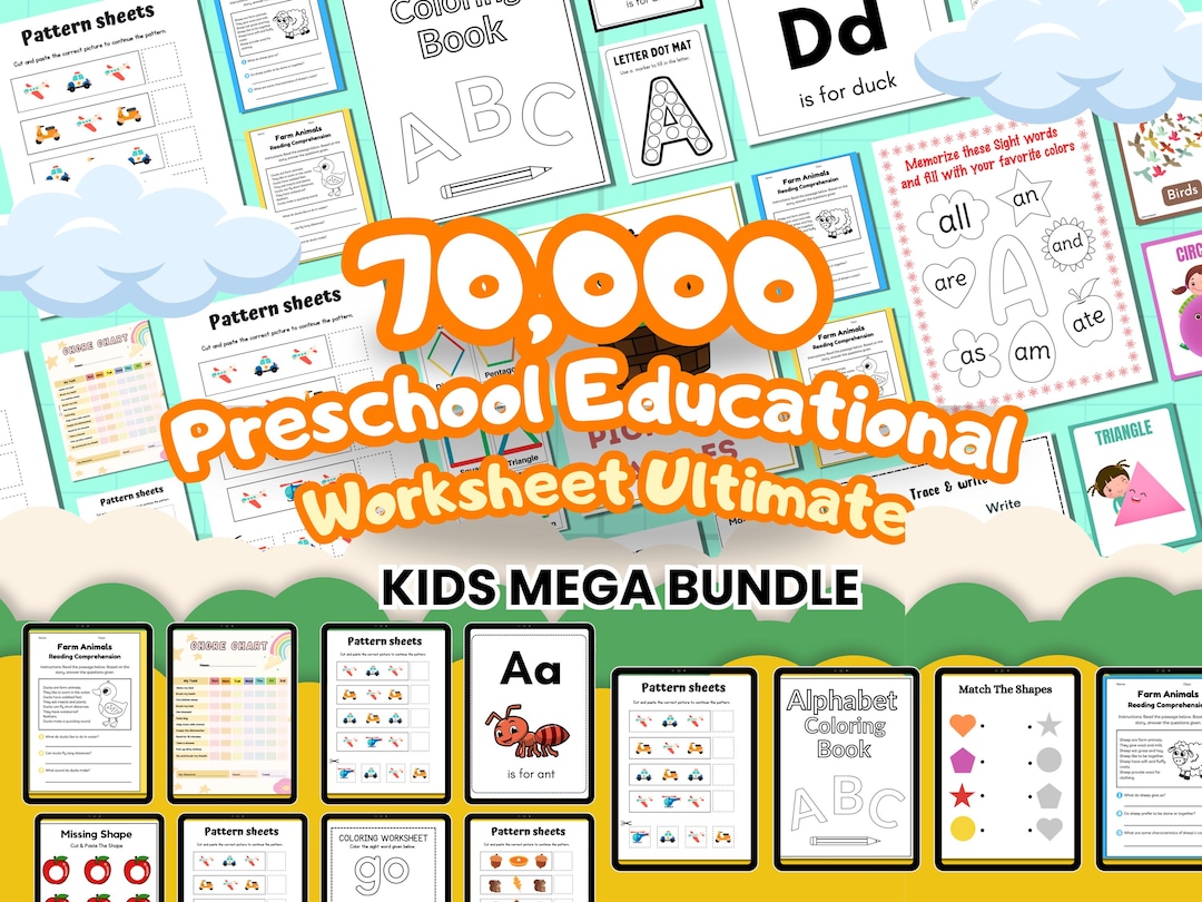 Educational Resources, Pre-k Kindergarten Educational Worksheet Bundle ...