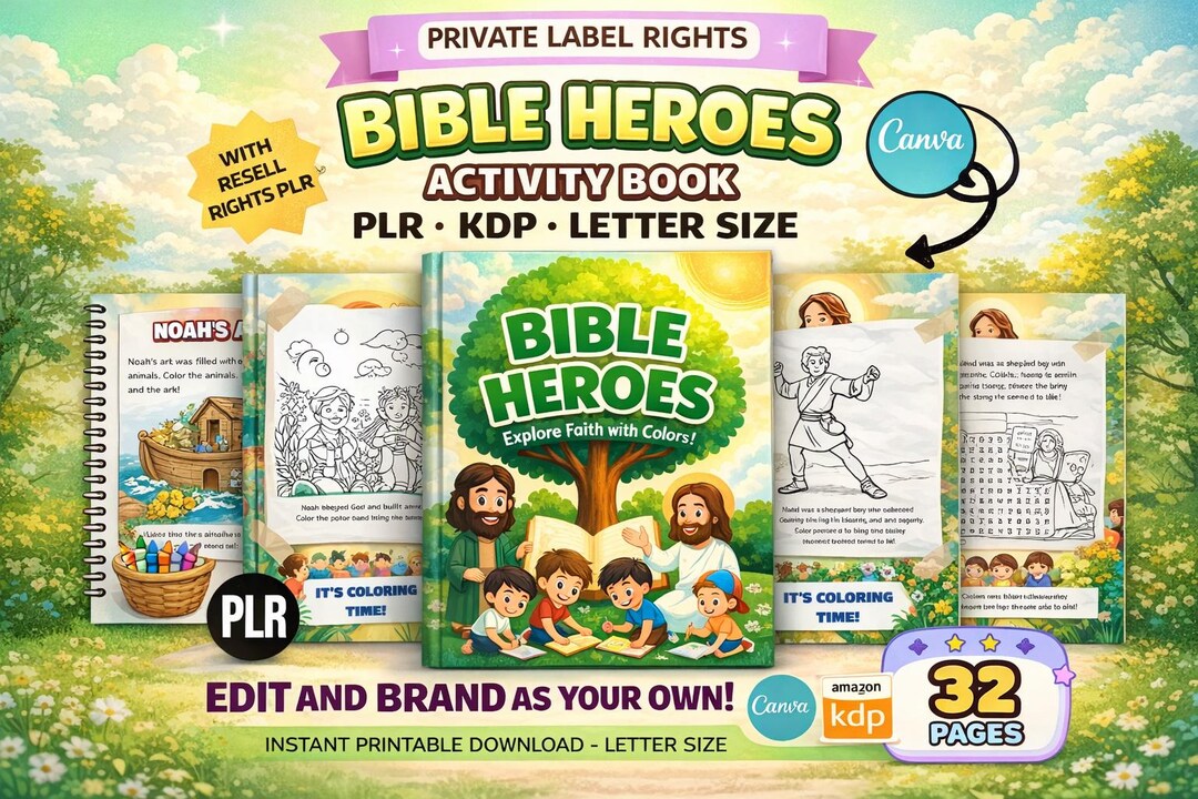 PLR Bible Heroes Activity Book, Canva Editable, Sunday School ...