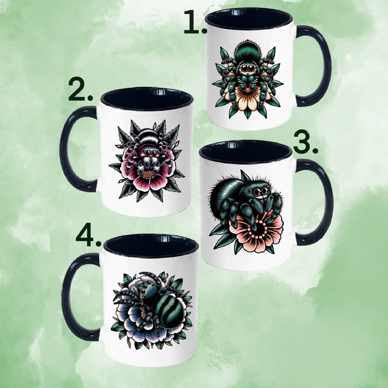 Jumping Spider Mug: Tattoo Style Gothic Spider Coffee Cup - Etsy