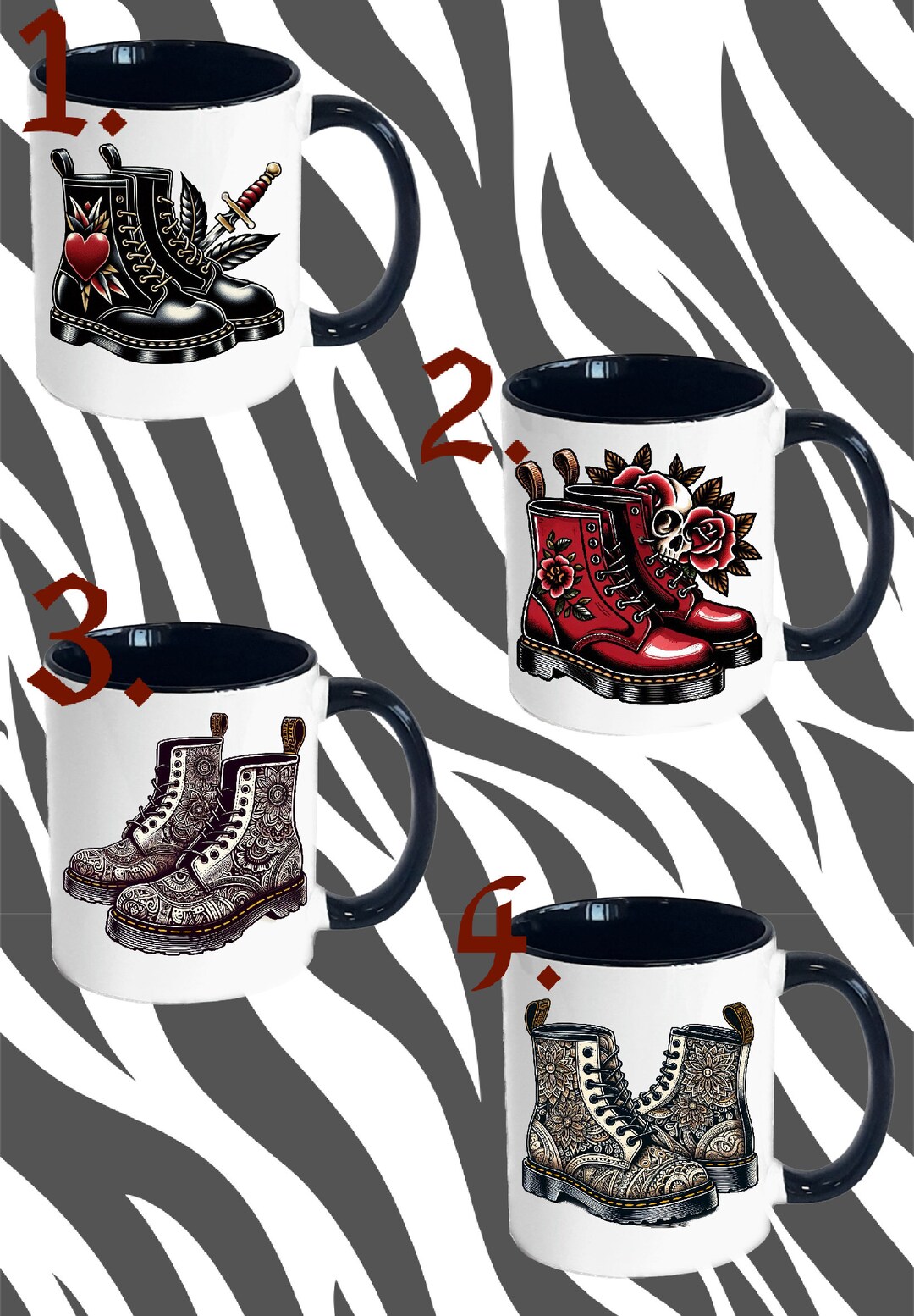 Doc Marten Style Traditional Tattoo Boots Mug - Etsy