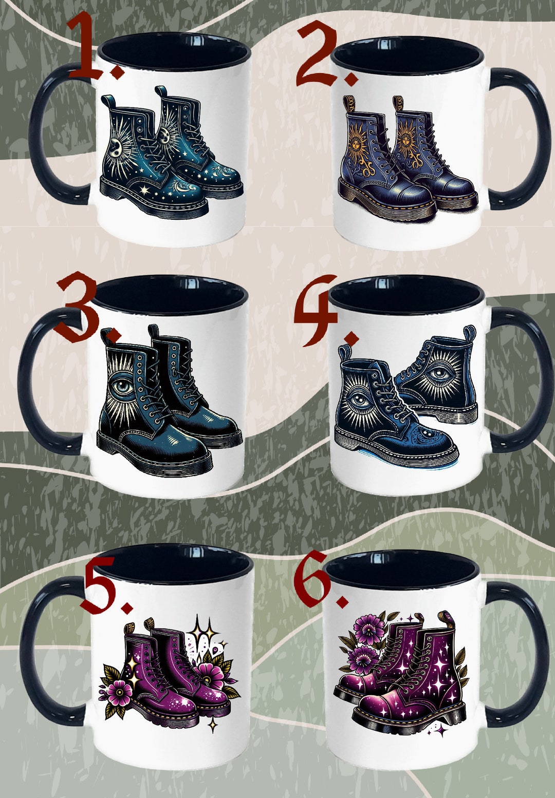 Doc Marten Style Traditional Tattoo Boots Mug - Etsy