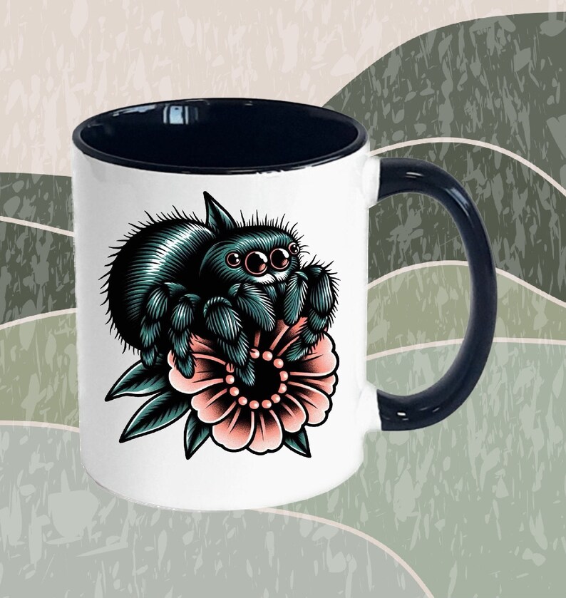 Cute Jumping Spider Mugs Tattoo Style Gothic Mug - Etsy