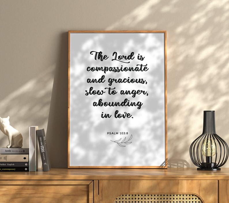 Minimalist Bible Verse Wall Art; Psalm 103:8 the Lord is Compassionate ...