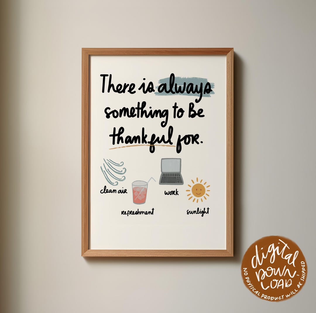 Hand Drawn Gratitude Printable Wall Art; “there is Always Something to ...
