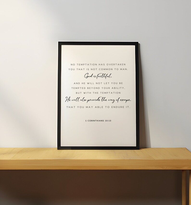 Minimalist Bible Verse Printable Wall Art; 1 Corinthians 10:13 No ...