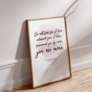 Minimalist Printable Scripture Wall Art Isaiah 43:1 You Are Mine; Bible ...