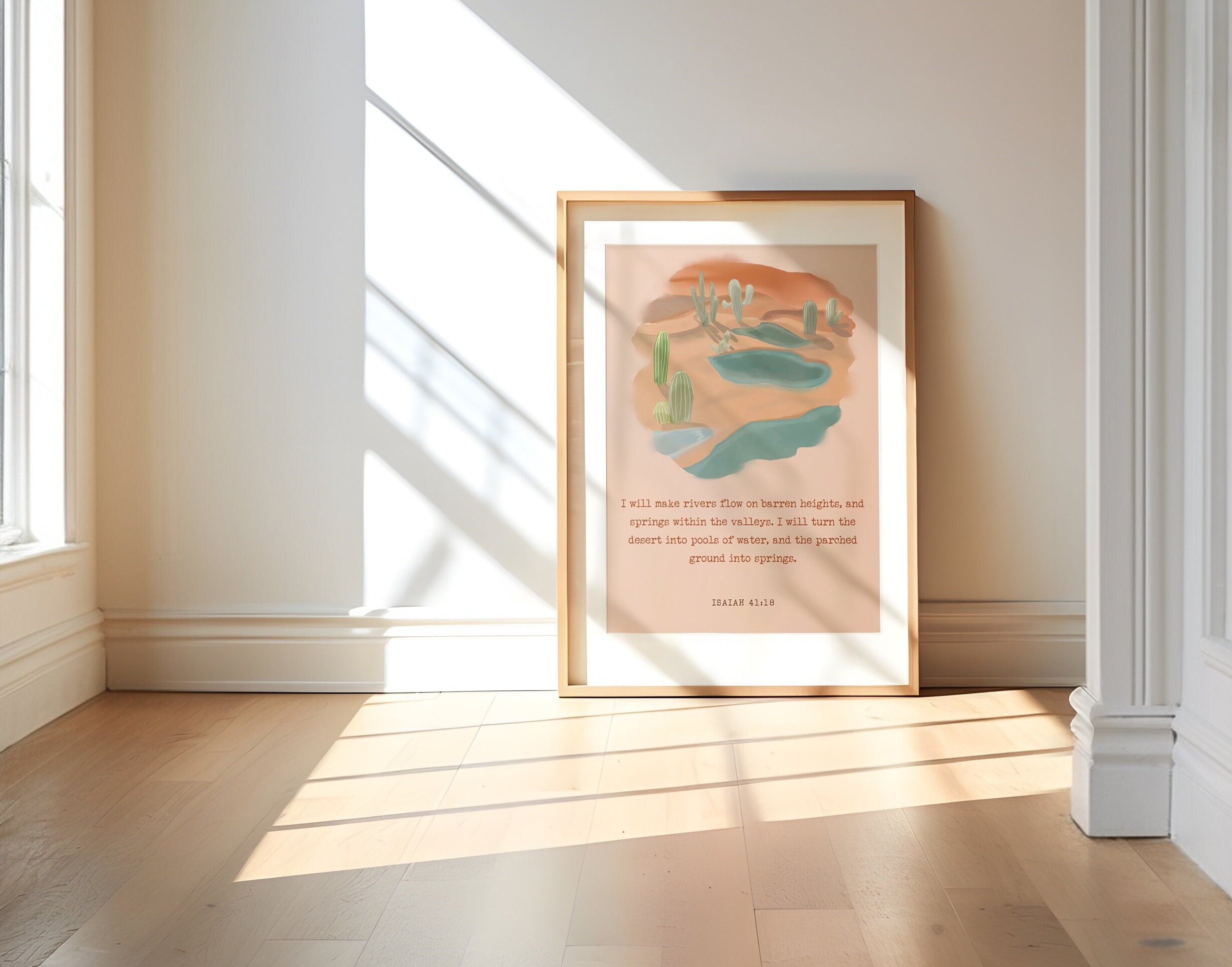 Bible Verse Isaiah 41:18 Printable Wall Art; Pools of Water in a Desert ...