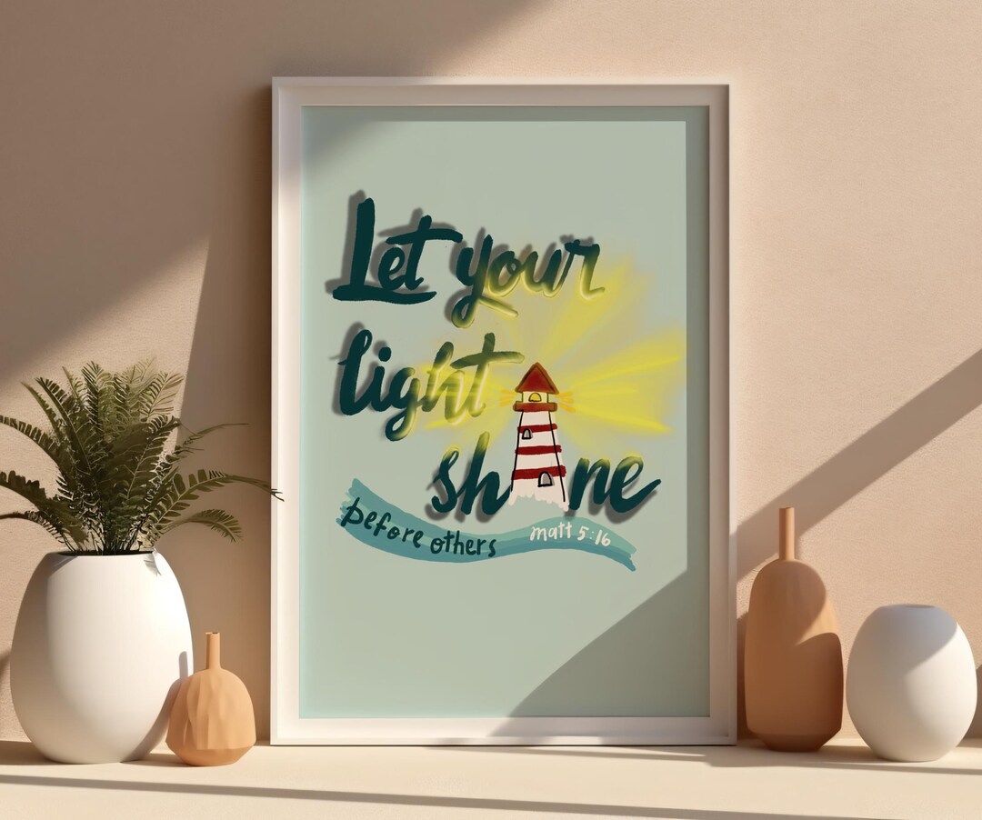 Lighthouse Inspirational Printable Christian Wall Art; Hand-written Let ...