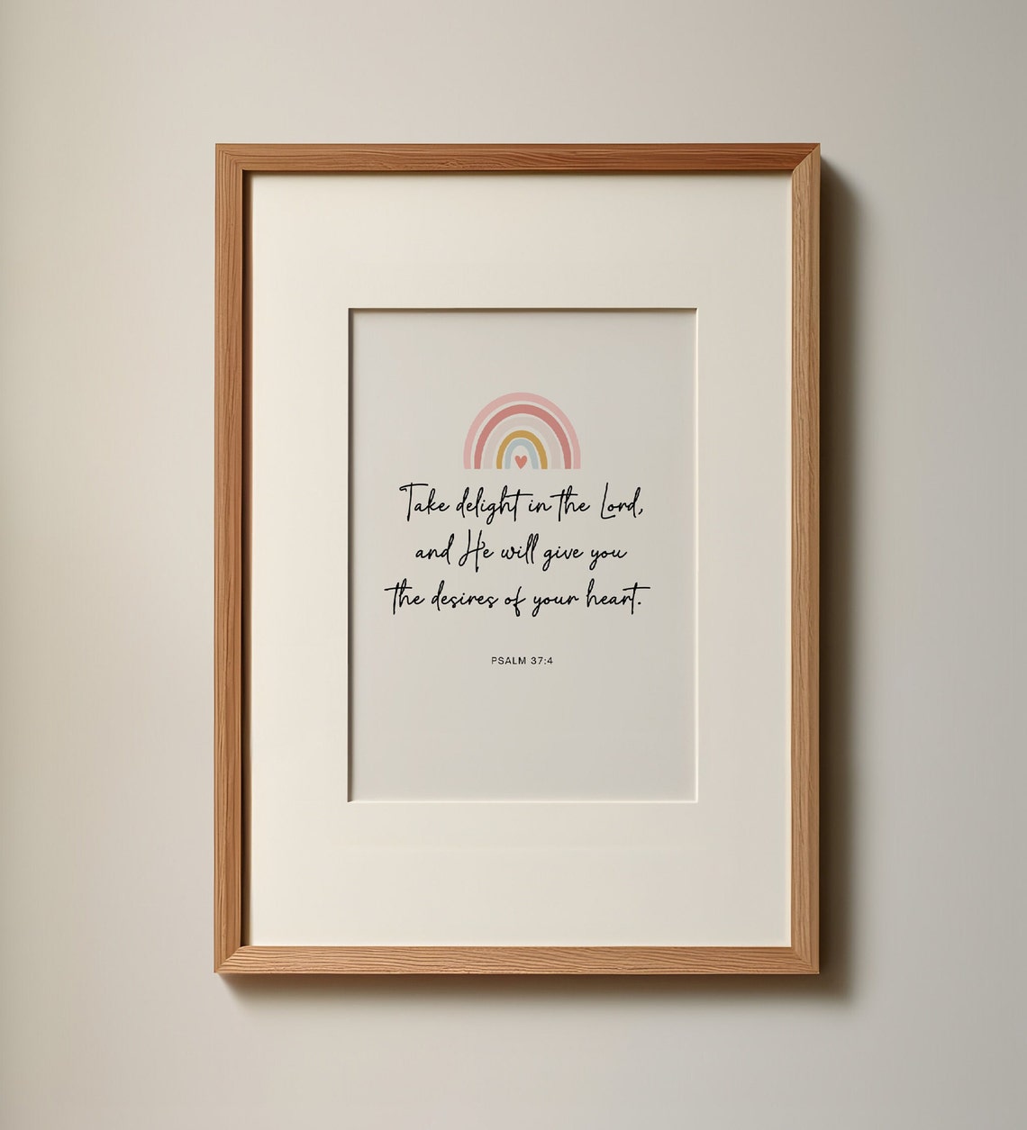PSALM 37:4 Bible Verse Printable Wall Art With Rainbow Design for Your ...