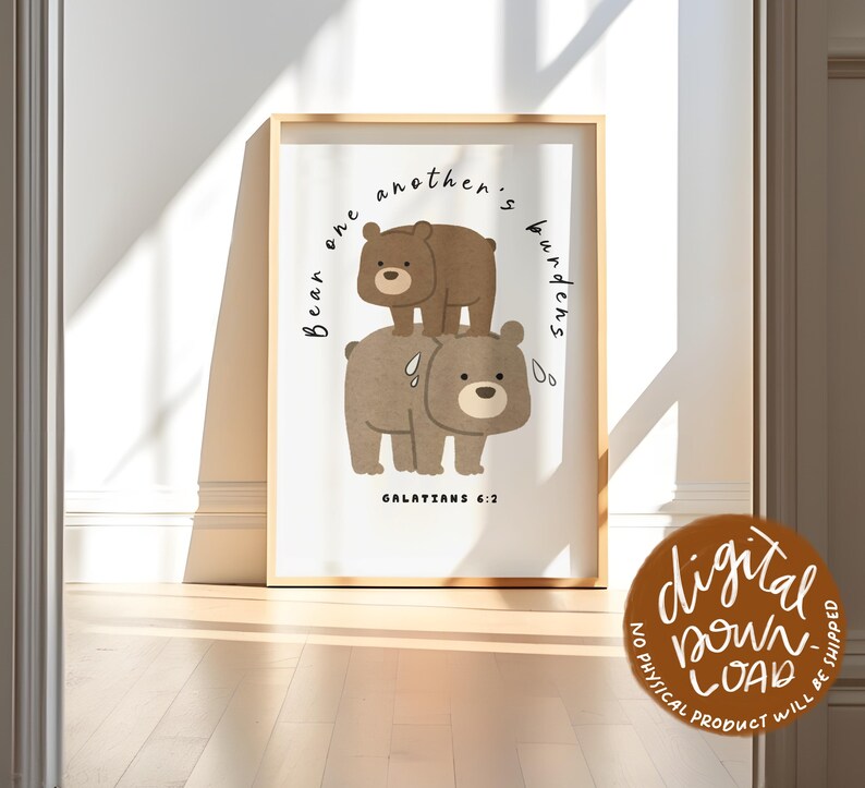 Arte de parede cristã para berçário | Levem os fardos uns dos outros ...