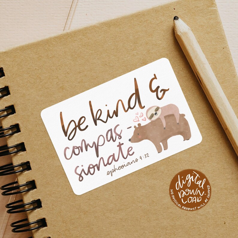 Be Kind and Compassionate Clipart; Bible Verse Printable – Hand ...