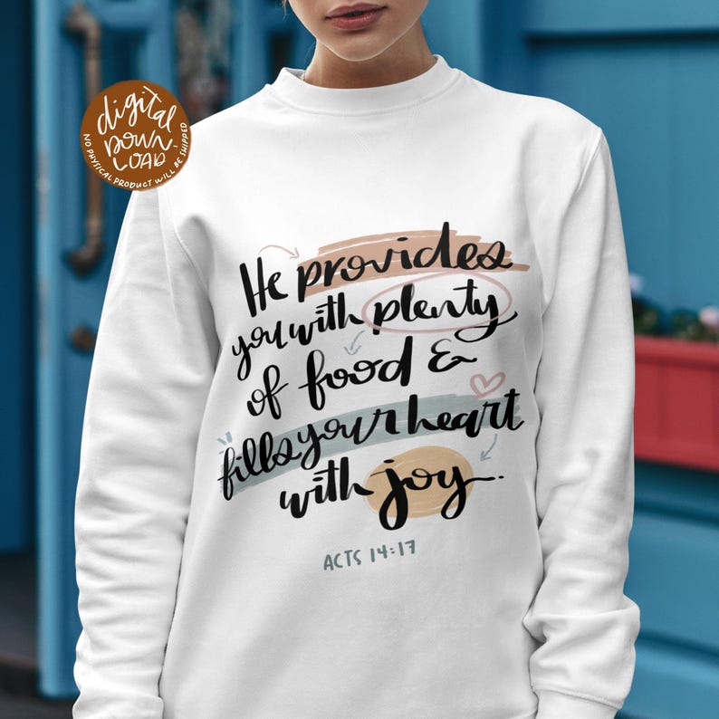 Handwritten Bible Verse Clipart - Acts 14:17 Scripture Printable - Hand ...