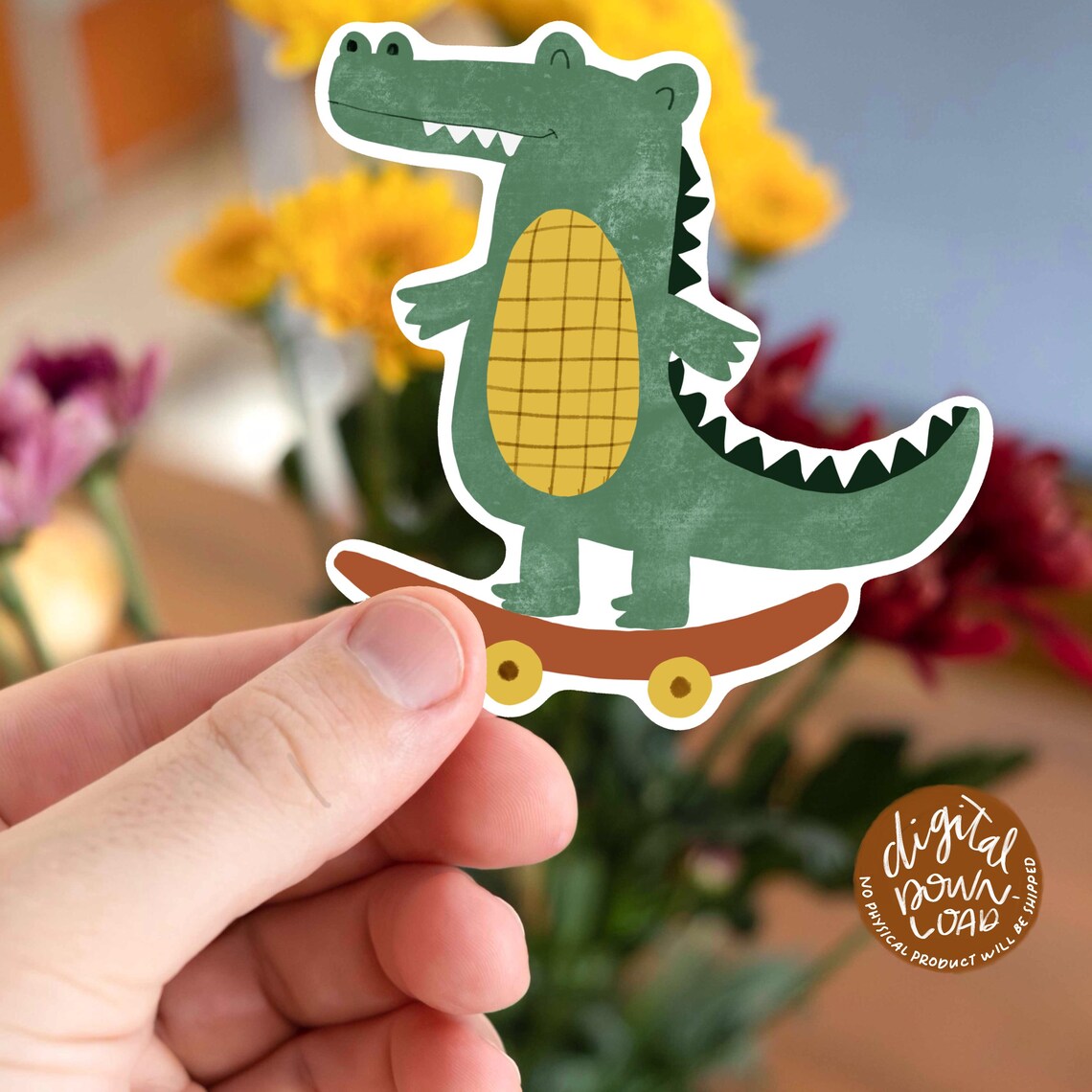 Cute Alligator Clip Art; Hand-drawn PNG Bundle for Kids, Jungle Party ...