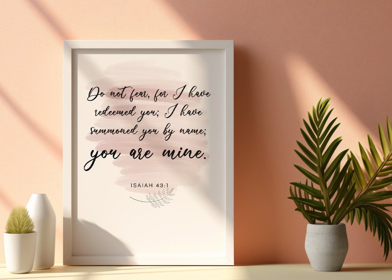 Minimalist Printable Scripture Wall Art Isaiah 43:1 You Are Mine; Bible ...