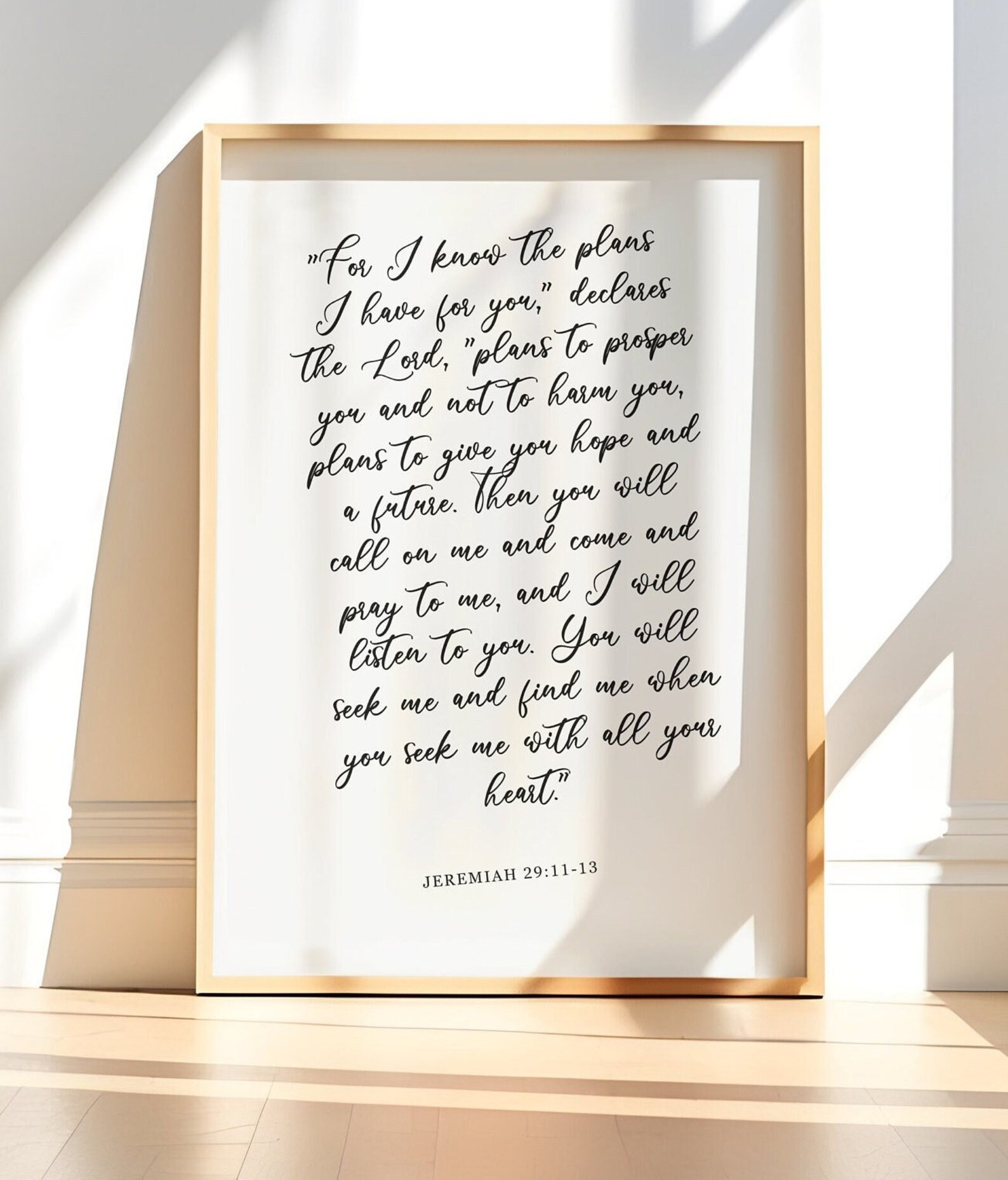Jeremiah 29:11-13 Scripture Wall Art Print | for I Know the Plans ...