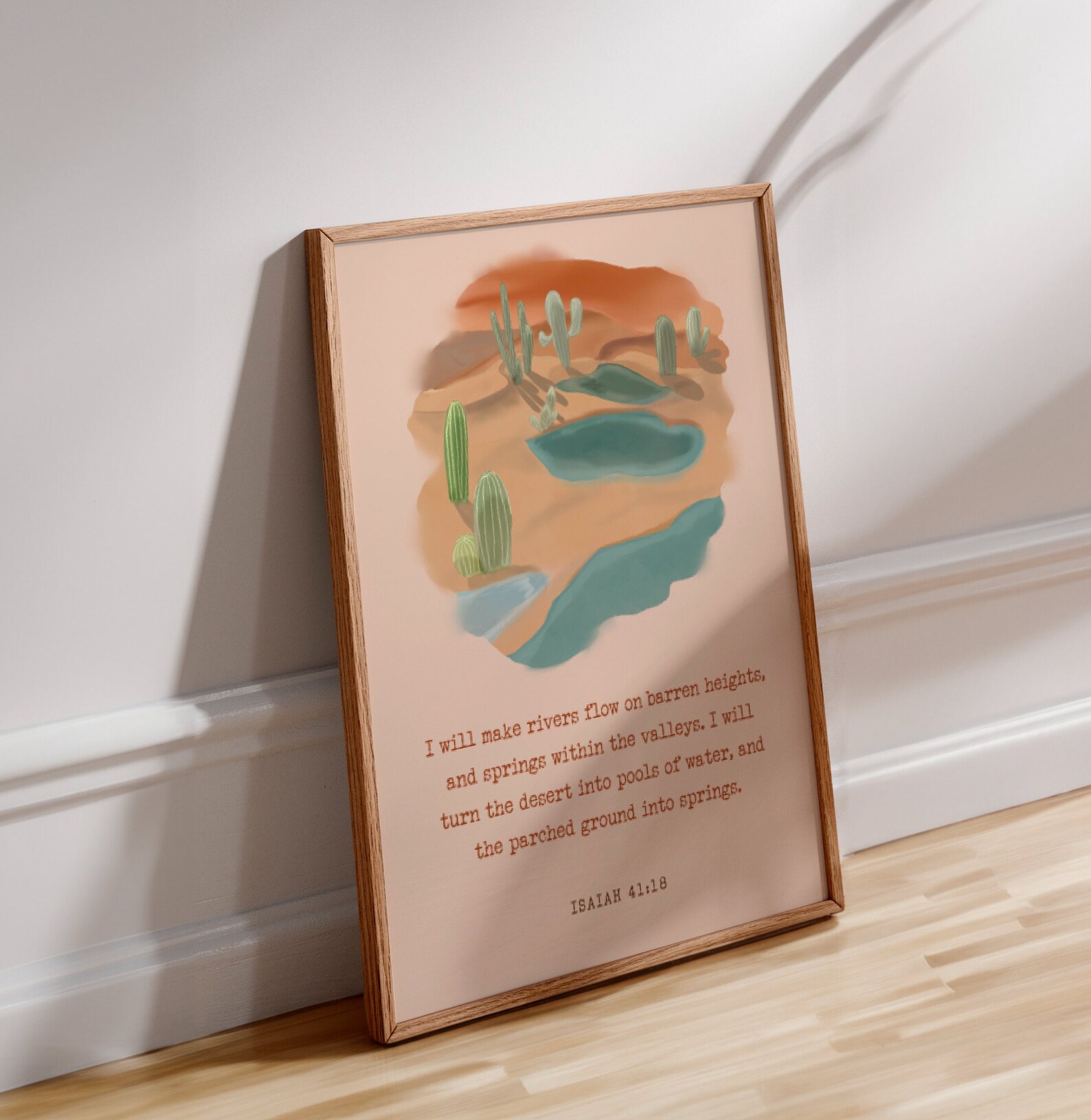 Bible Verse Isaiah 41:18 Printable Wall Art; Pools of Water in a Desert ...
