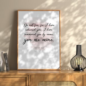 Minimalist Printable Scripture Wall Art Isaiah 43:1 You Are Mine; Bible ...