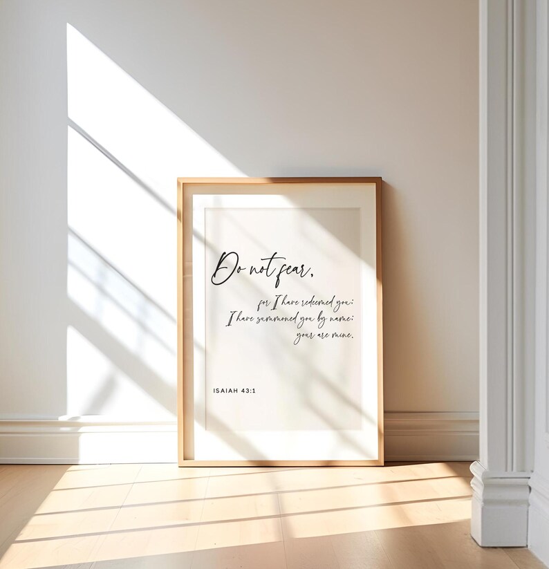 Minimalist Christian Bible Verse Wall Art Isaiah 43:1 Do Not Fear, for ...