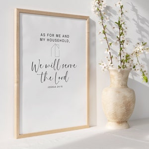 Joshua 24:15 We Will Serve the Lord Bible Verse Printable Wall Art ...