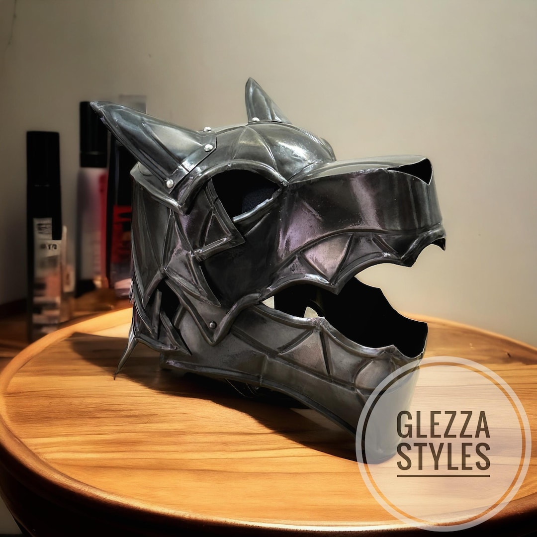 Medieval Larp , Blackened 18 Gauge Steel Wolf Premium Helmet, Working Helmet, Halloween Gift ...