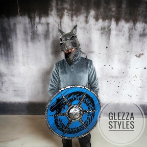 Medieval Larp , Blackened 18 Gauge Steel Wolf Premium Helmet, Working Helmet, Halloween Gift ...