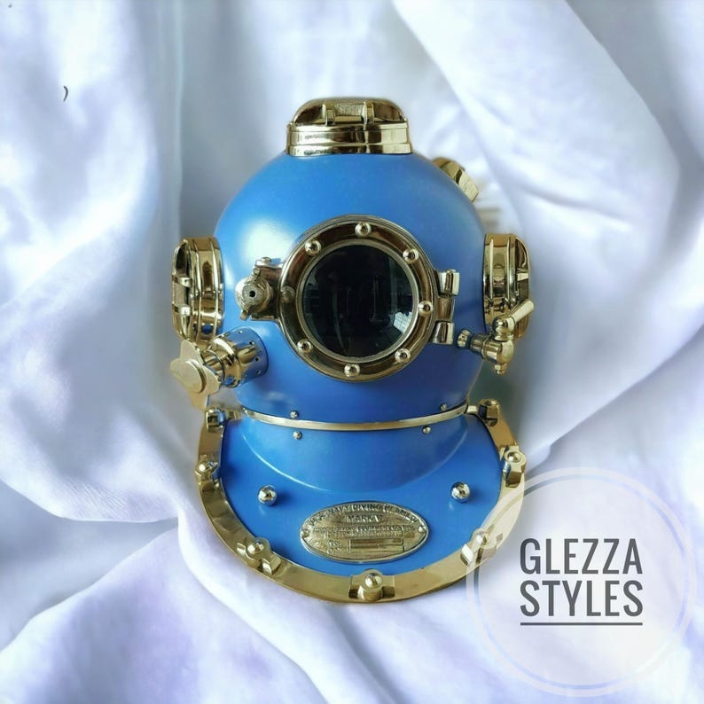 Diving Helmet 18" Scuba Diving Helmet US Navy Mark V Blue& Antique ...