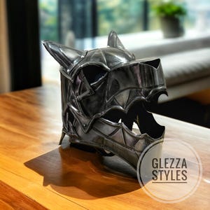 Medieval Larp , Blackened 18 Gauge Steel Wolf Premium Helmet, Working Helmet, Halloween Gift ...