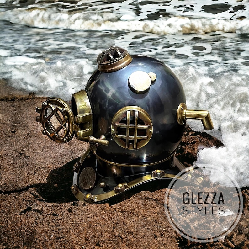 Diving Helmet 18" Scuba Diving Helmet US Navy Mark V Blue& Antique ...