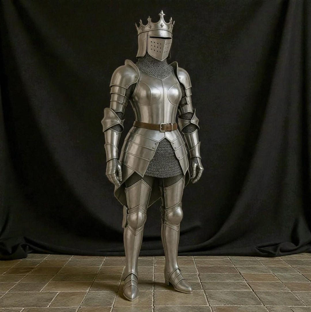 Medieval LARP Knight Queen Armor Suit: Handmade 22 Gauge Steel Crown ...