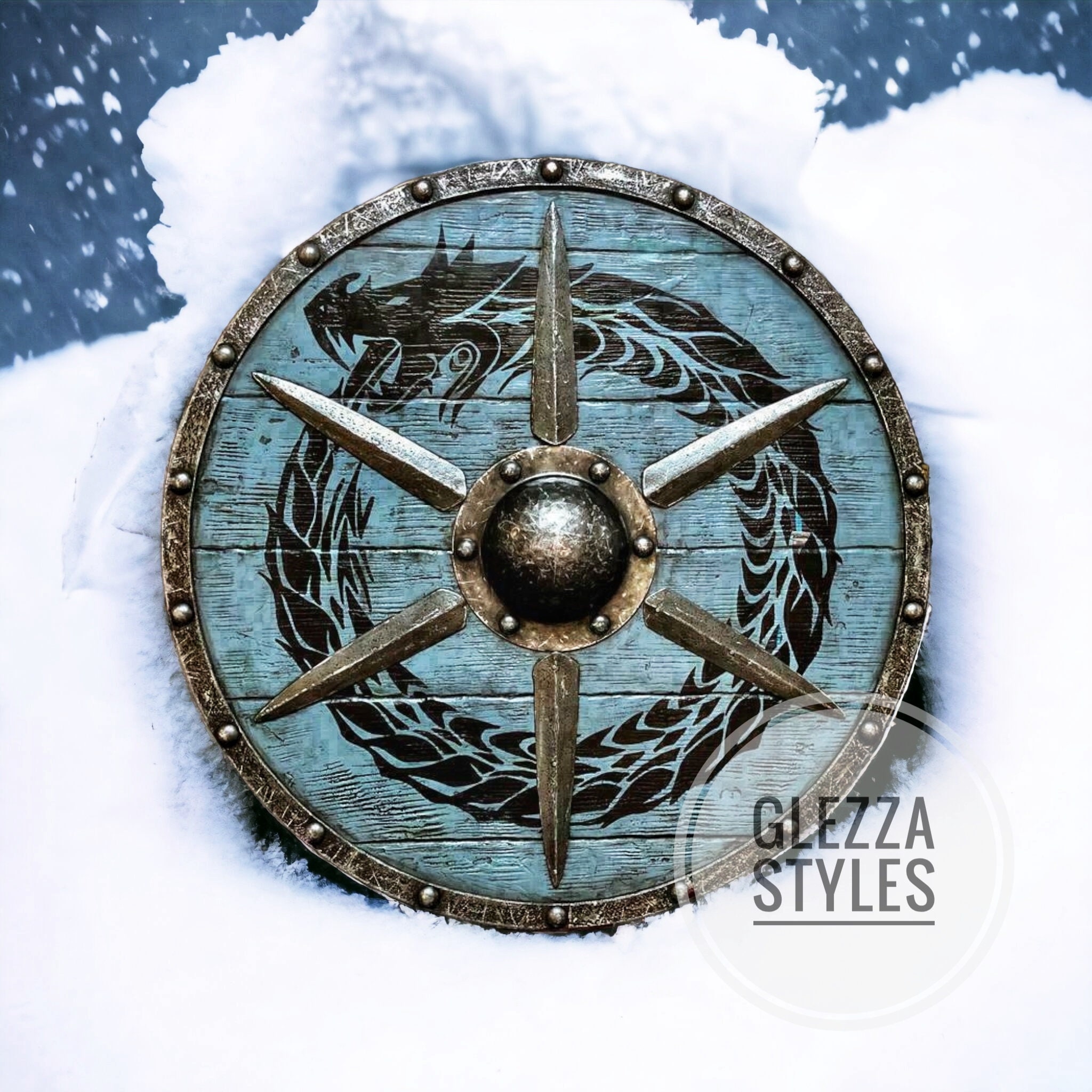 Viking Shield Decor, Norse Drake, Wood & Steel Wall Art - Etsy