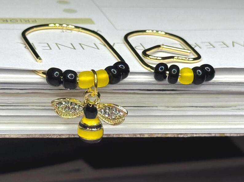 Flower Bee Honey Pot Charm Beaded Paperclip With Companion Clip Set ...