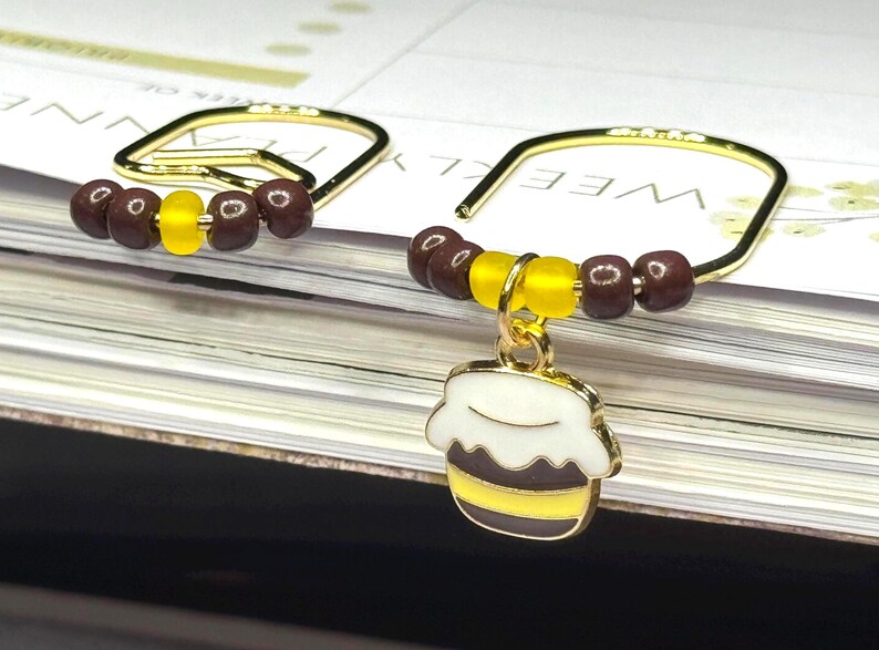 Flower Bee Honey Pot Charm Beaded Paperclip With Companion Clip Set ...