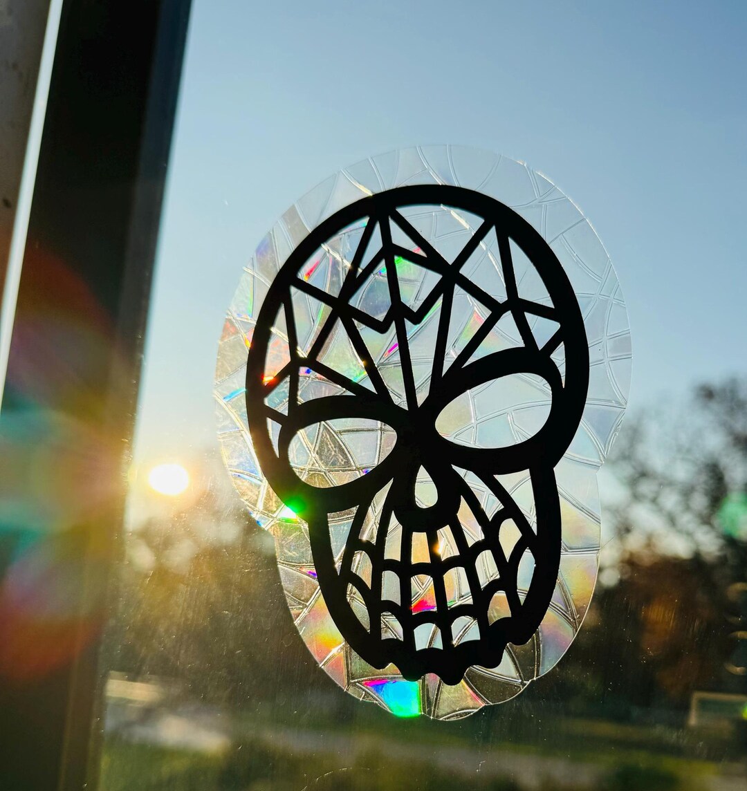 Skull Suncatcher, Gothic Window Hanging, Day of the Dead Decor, Spooky ...