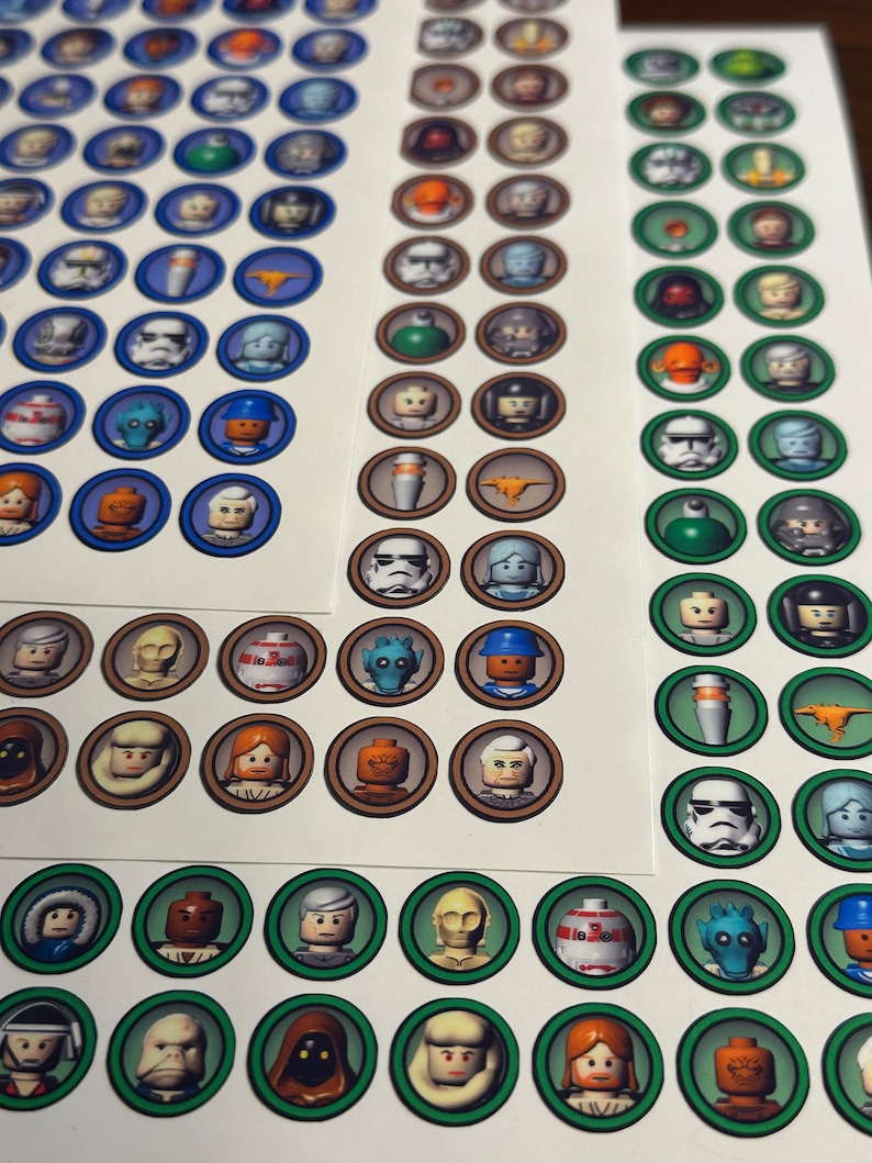 Lego Star Wars Inspired Game Character Icon Token Tiles - Complete Set ...