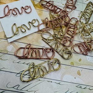 5pcs. Love Shaped Word Paperclips - Heart Stationery, Planner Clips ...