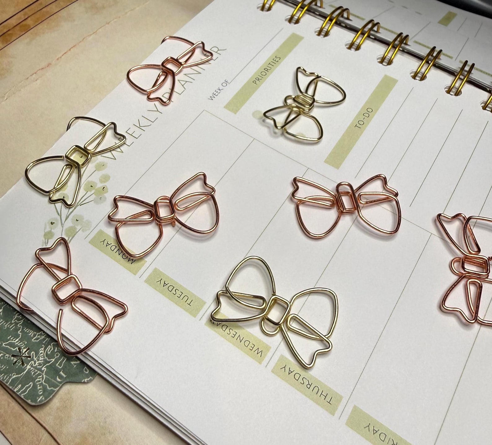 5pc. Bow Shaped Paper Clips, Shapes, Journal Planner Accessories Unique ...