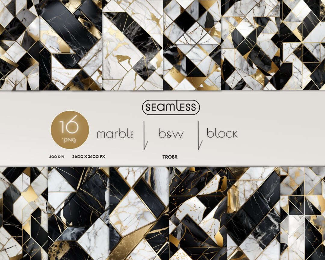 Marble Blocks Pattern in White and Black With Sampling of Gold in the ...