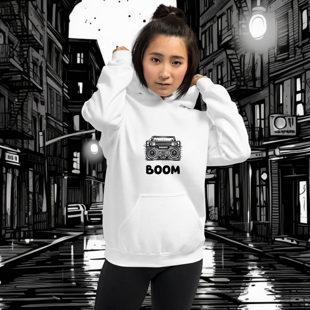 BOOM Boombox Blast Hoodie Retro Vibes Vintage Hooded Sweatshirt - Etsy