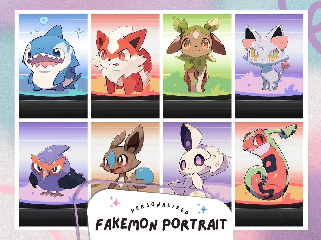 CUSTOM ANIME FAKEMON Pokemon Digital Download Portrait Cartoon - Etsy