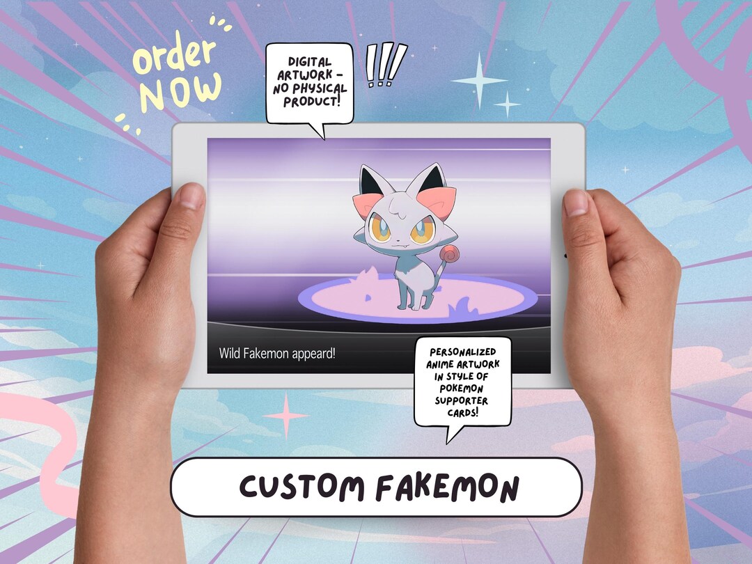 CUSTOM ANIME FAKEMON Pokemon Digital Download Portrait Cartoon Artwork ...