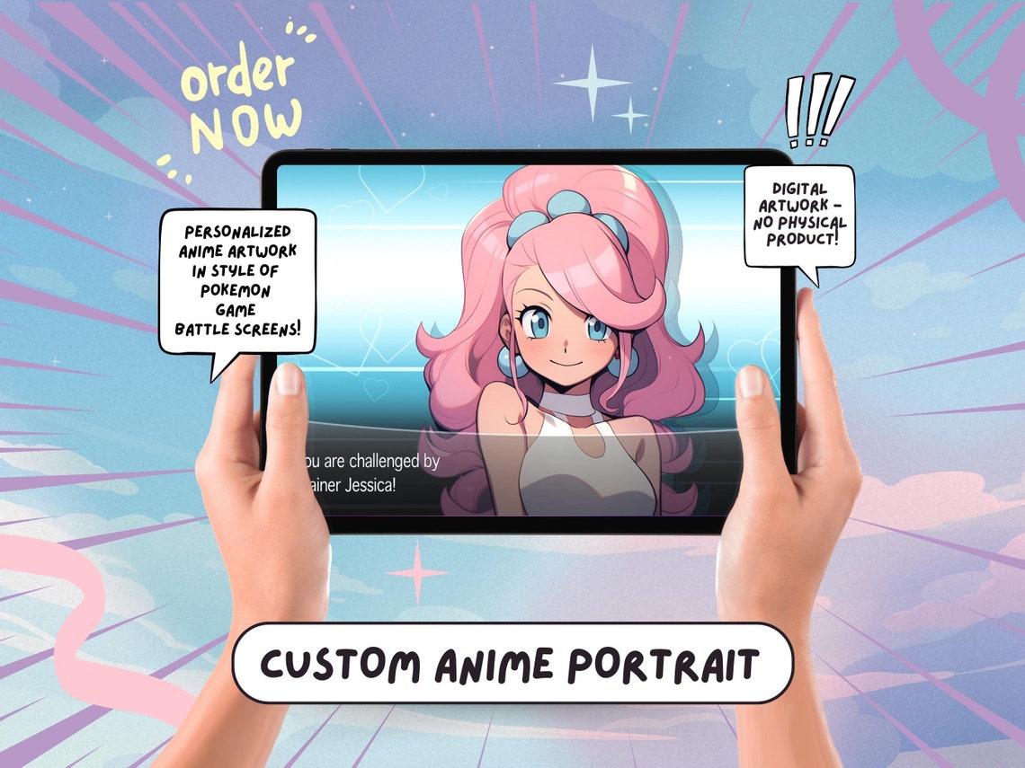 CUSTOM ANIME CHARACTERS Digital Download Portrait Cartoon Artwork ...